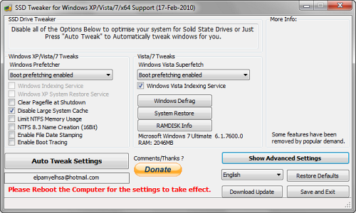 SSD Tweaker improves SSD performance